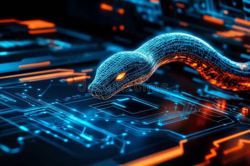 A 3D Rendering of a Snake on a Circuit Board Stock Illustration ...