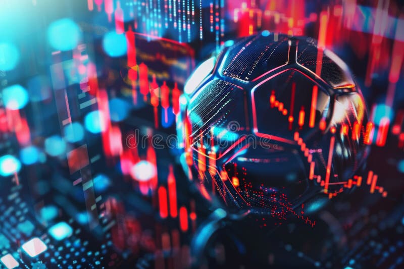 Digital Soccer Ball with Analytics and Statistics in Close-up View ...
