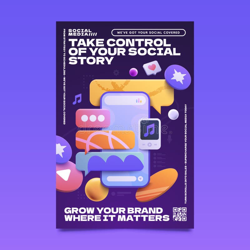 Digital Social Media Advertising Poster Stock Vector - Illustration of ...