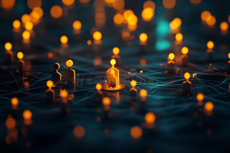 Digital Social Network Concept with Glowing Icons Symbolizing Global ...