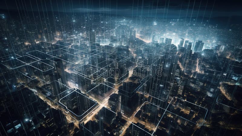 Digital Society of Future. Modern Technological City. AI Generated ...