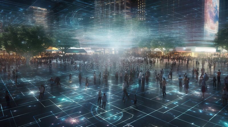 Digital Society of Future. Modern Technological City. AI Generated ...