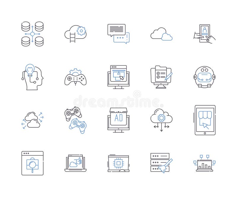 Digital Soft Outline Icons Collection. Digital, Soft, Technology, Software, Computer, Program ...