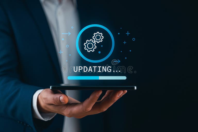 Digital Software Update Process with Progress Animation Display Stock ...