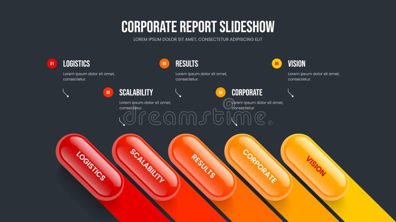 Digital Solution 5 Option Diagram Slideshow Layout. Stock Vector ...