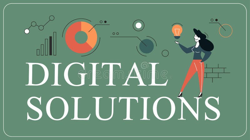Digital Solutions Horizontal Flat Banner for Website Stock Vector ...