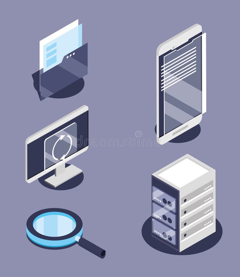 Digital Solutions Technology Icons Stock Vector - Illustration of ...