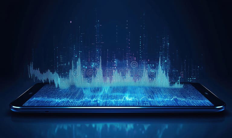 Digital Sound Wave Visualization on Smartphone Screen with Futuristic ...