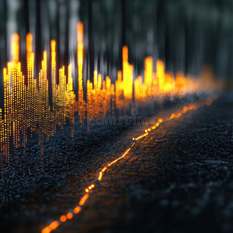 Digital Sound Waves Representing Audio Visualization in a Modern Forest ...
