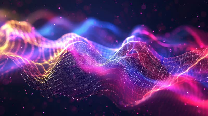 Digital Soundwave, Abstract Background with Flowing Neon Particles ...