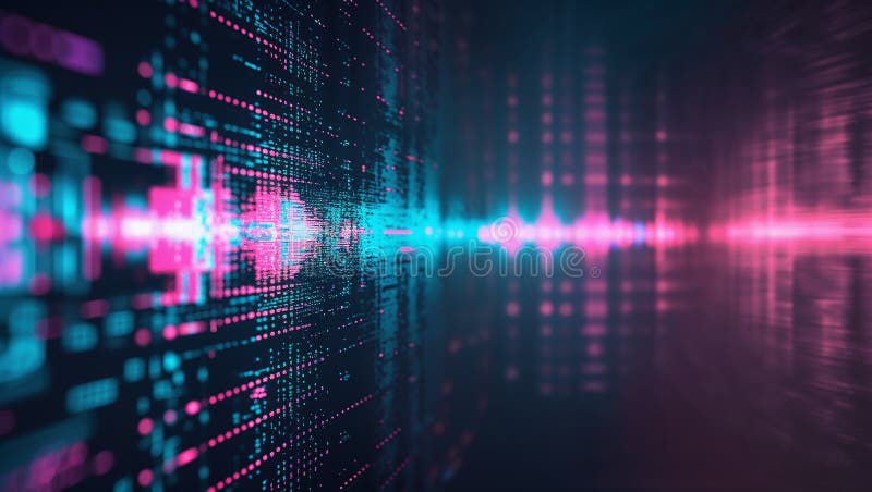 Digital Soundwave Flowing through Cyberspace with Binary Code Stock ...