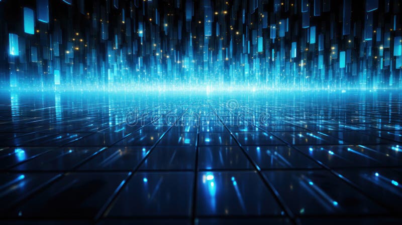 Digital Space Abstract Background, Dark Cyberspace with Data Blocks and ...