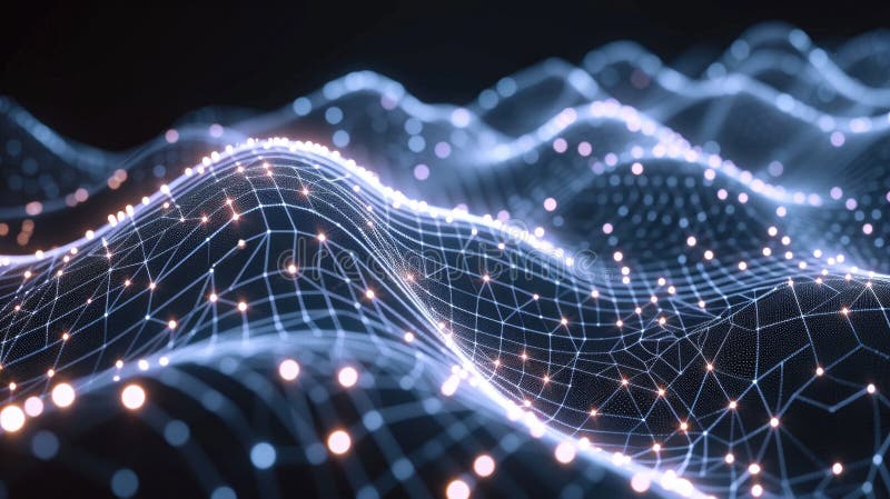 Digital Space Abstract Background, Dark Cyberspace with Data Network ...