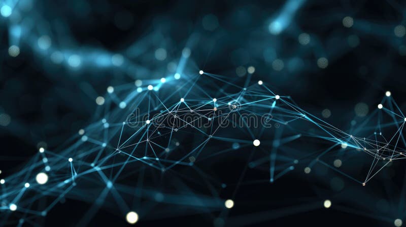 Digital Space Abstract Background, Dark Cyberspace with Network Lines ...