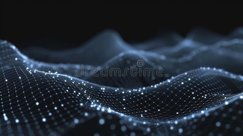 Digital Space Abstract Background, Dark Cyberspace with Wavy Data ...