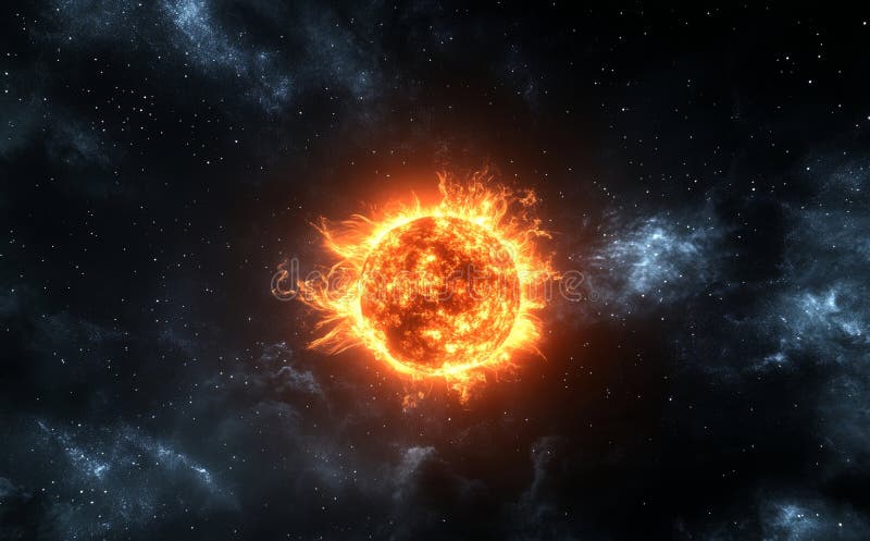 Digital Space Art in 5K of High Quality Illustration of the Sun - Solar ...