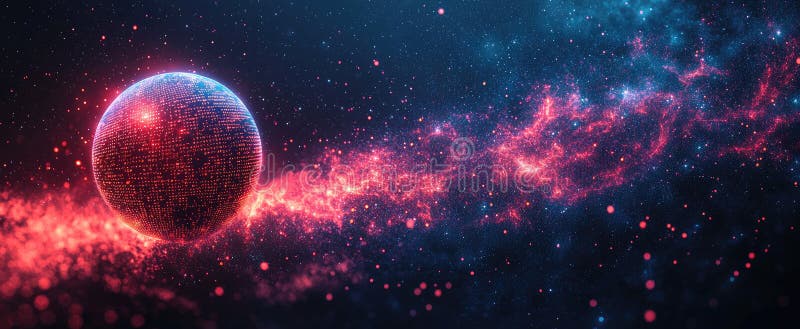 Digital Space for Background, Sphere As Planet in Cyberspace with ...