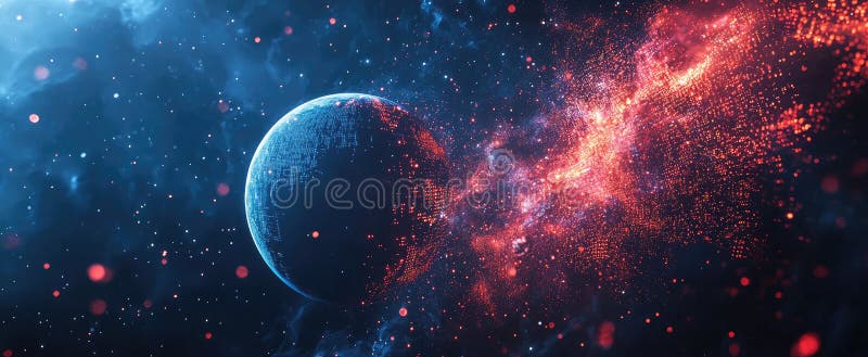 Digital Space for Background, Sphere As Planet in Cyberspace with ...