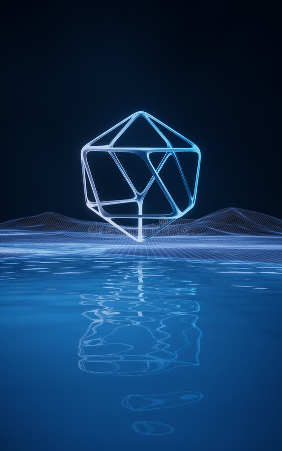 Digital Space and Sunset with Retro Style, 3d Rendering Stock ...