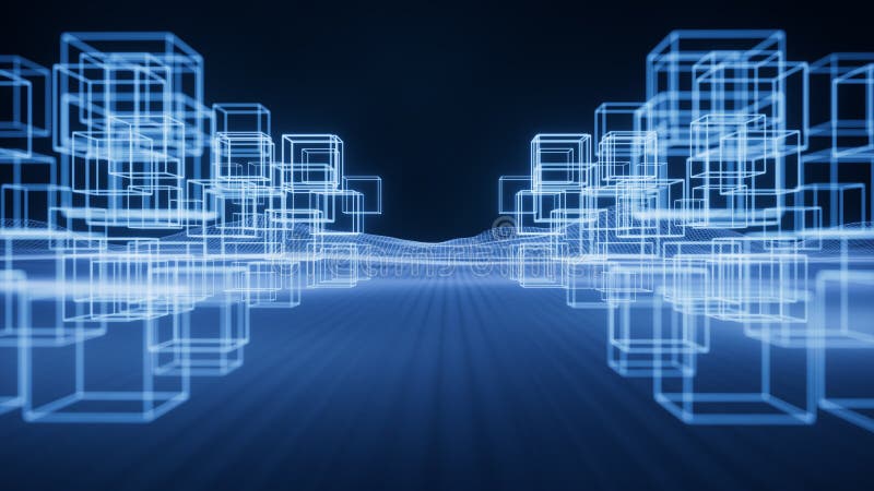 Digital Space with Glowing Lines, 3d Rendering Stock Illustration ...