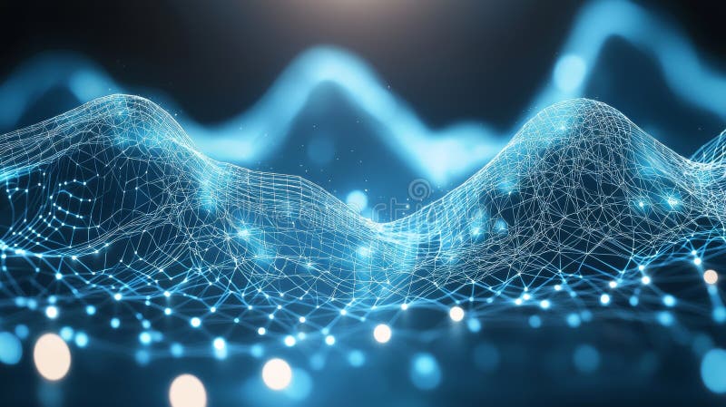 A Digital Space Illuminated by a Fiber Optic Beam Trace. Futuristic ...