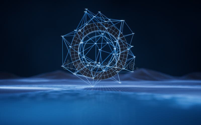 Digital Space with Digital Ring Geometry, 3d Rendering Stock ...