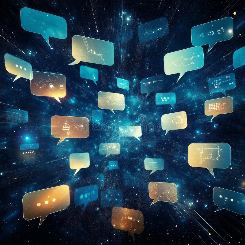 Digital Speech Bubbles in Cosmic Space Representing Virtual ...