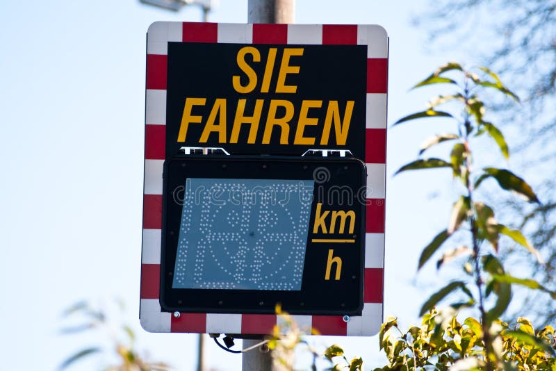 Digital Speed Limit Sign in Germany Shows Car Driver Speed Measurement ...