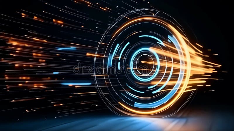 Digital Speed Motion with Glowing Circular Elements, Fast Data ...