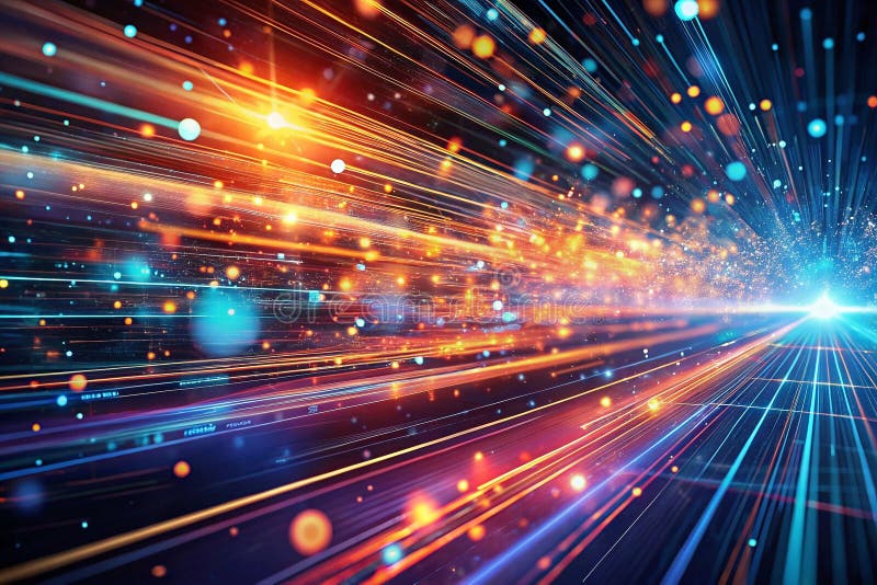 Digital Speed Tunnel, Futuristic, Vibrant, Digital Data Flowing ...