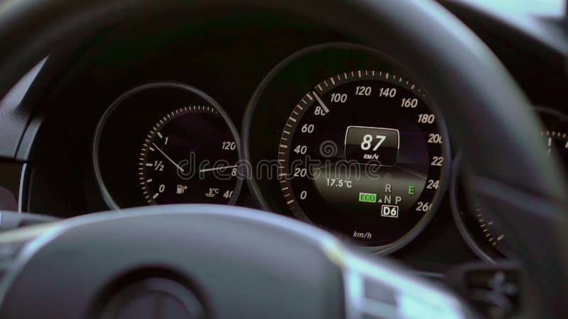 Digital Speedometer in Car Driving Stock Video - Video of steering ...