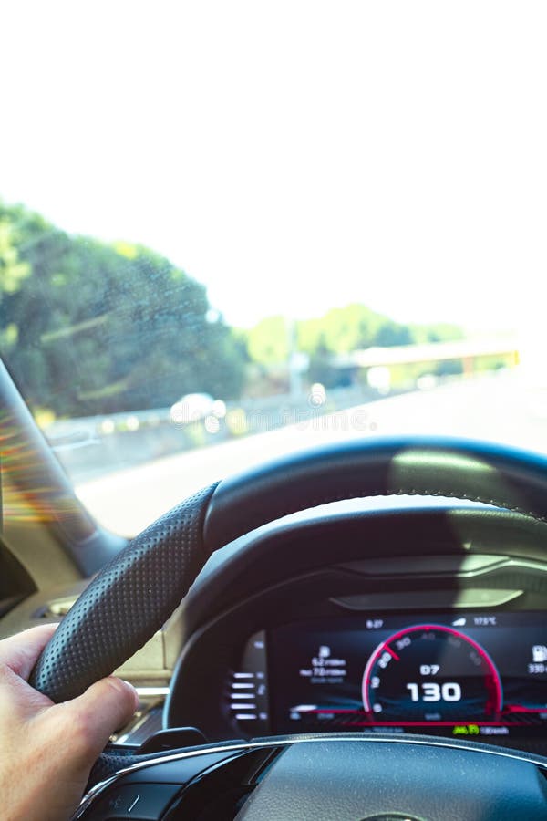 Digital Speedometer and Engine Speed while Driving in a Highway Driver ...