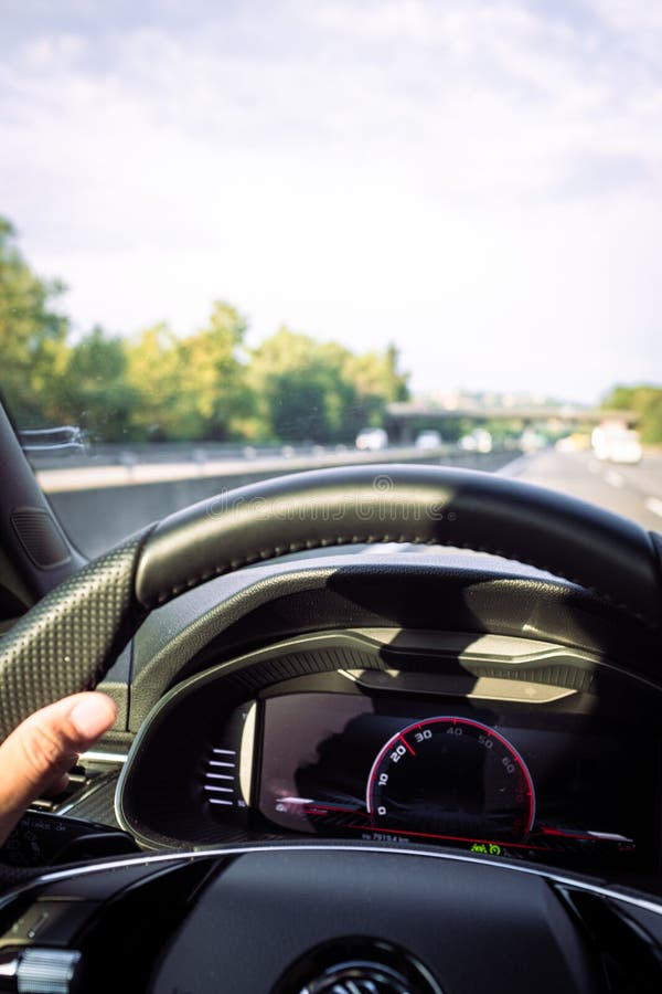 Digital Speedometer and Engine Speed while Driving in a Highway Driver ...