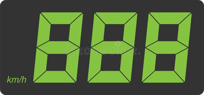 Digital Speedometer with Green Stencil Numbers. Black Background Stock ...