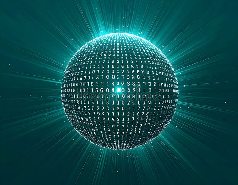 Digital Sphere - Binary Code Encapsulated in a Luminous Globe Stock Illustration - Illustration ...
