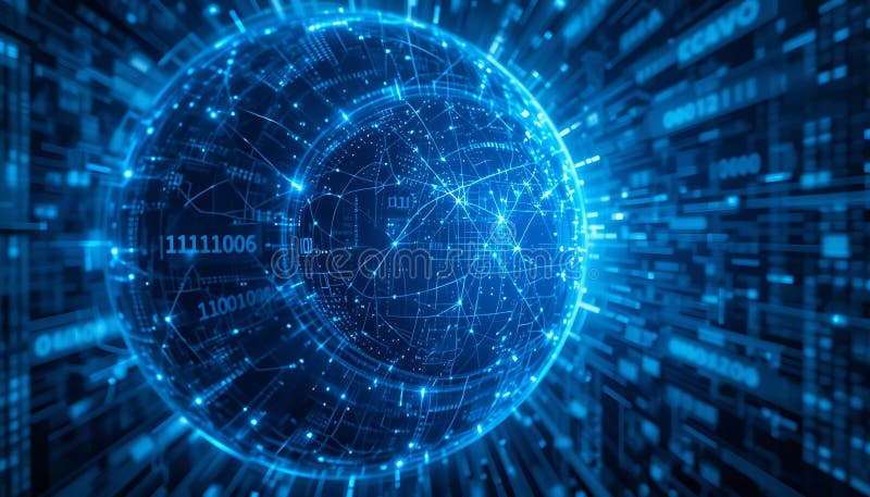 Digital Sphere Connecting Lines Data Stream Flowing Information ...