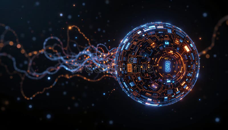 Digital Sphere with Connections Stock Illustration - Illustration of ...