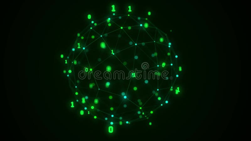 The Digital Sphere in Cyberspace on a Green Background. Futuristic ...