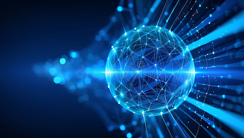 Abstract Digital Network Sphere Connecting Global Information and Data Transmission Stock ...