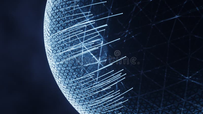 Digital Sphere and Digital Hand with Glowing Lines Structure, 3d ...