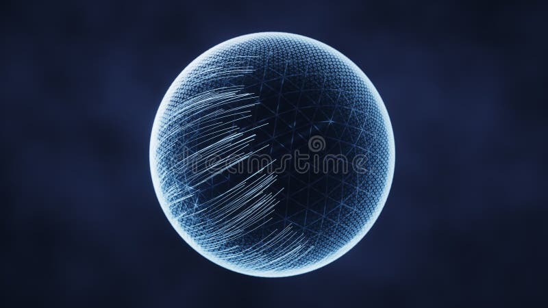 Digital Sphere with Glowing Lines Structure, 3d Rendering Stock Footage ...