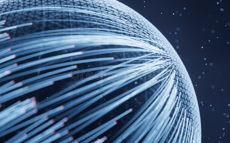 Digital Sphere with Glowing Lines Structure, 3d Rendering Stock ...