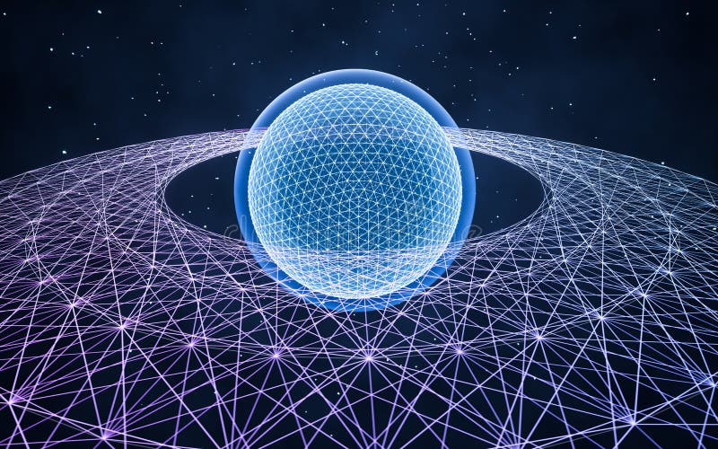 Digital Sphere with Glowing Lines Structure, 3d Rendering Stock ...