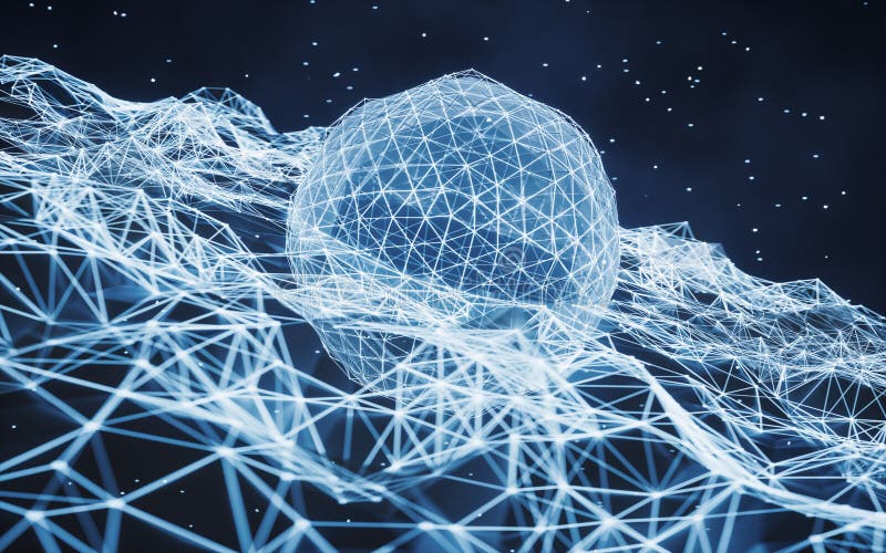 Digital Sphere with Glowing Lines Structure, 3d Rendering Stock ...