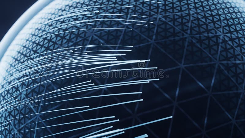 Digital Sphere with Glowing Lines Structure, 3d Rendering Stock Footage ...