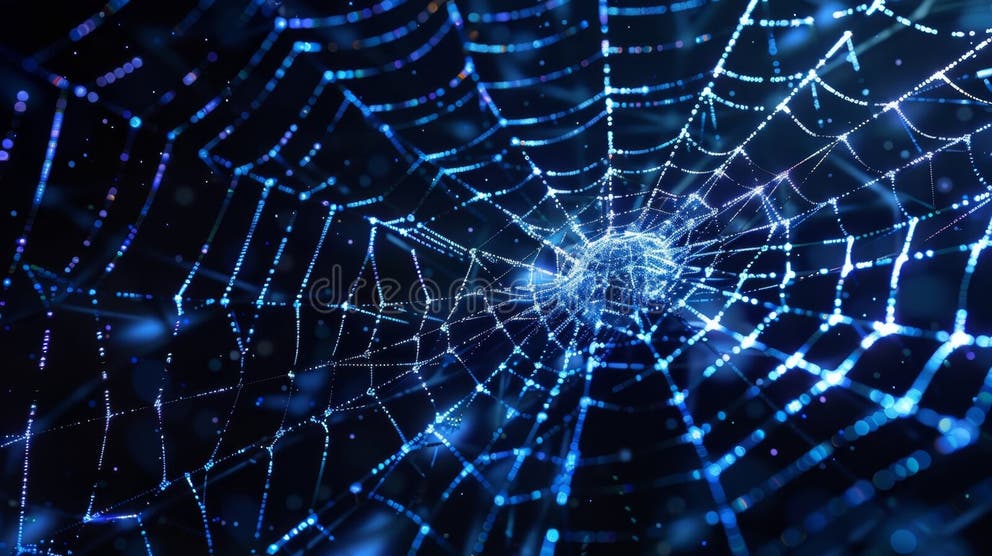 A Digital Spider Web with Data at the Center and Interconnected Threads ...