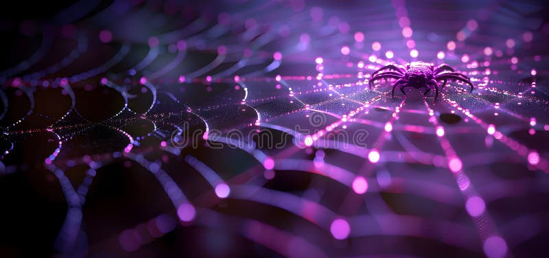 Digital Spider Web Green and Violet 3D Rendering High Quality Photo ...