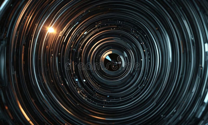 Digital Spiral Pattern with Central Black Circle and Small Orange Light ...