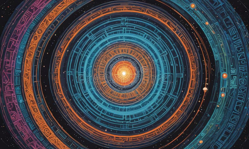 Digital Spiral Pattern with Concentric Circles in Various Shades Blue ...