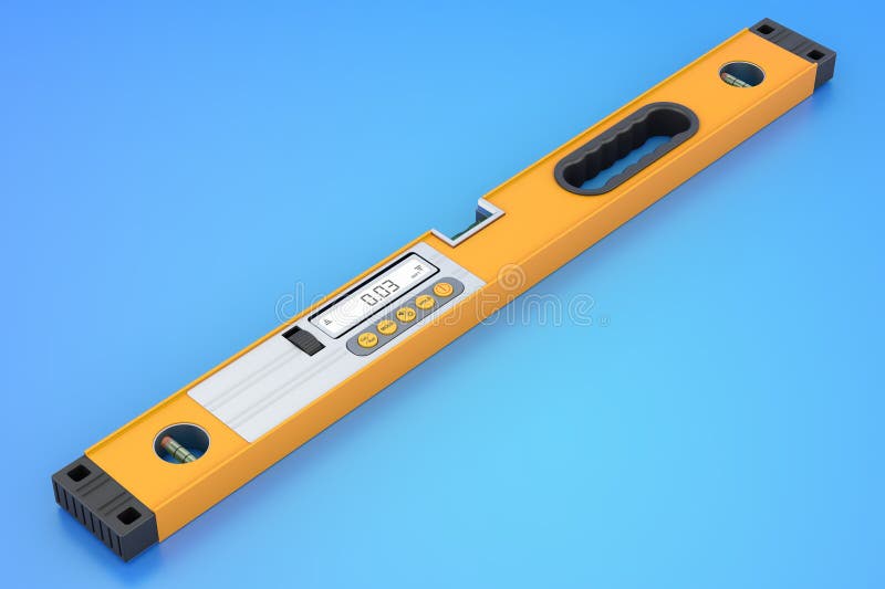 Digital Spirit Level on Blue Background, 3D Rendering Stock ...